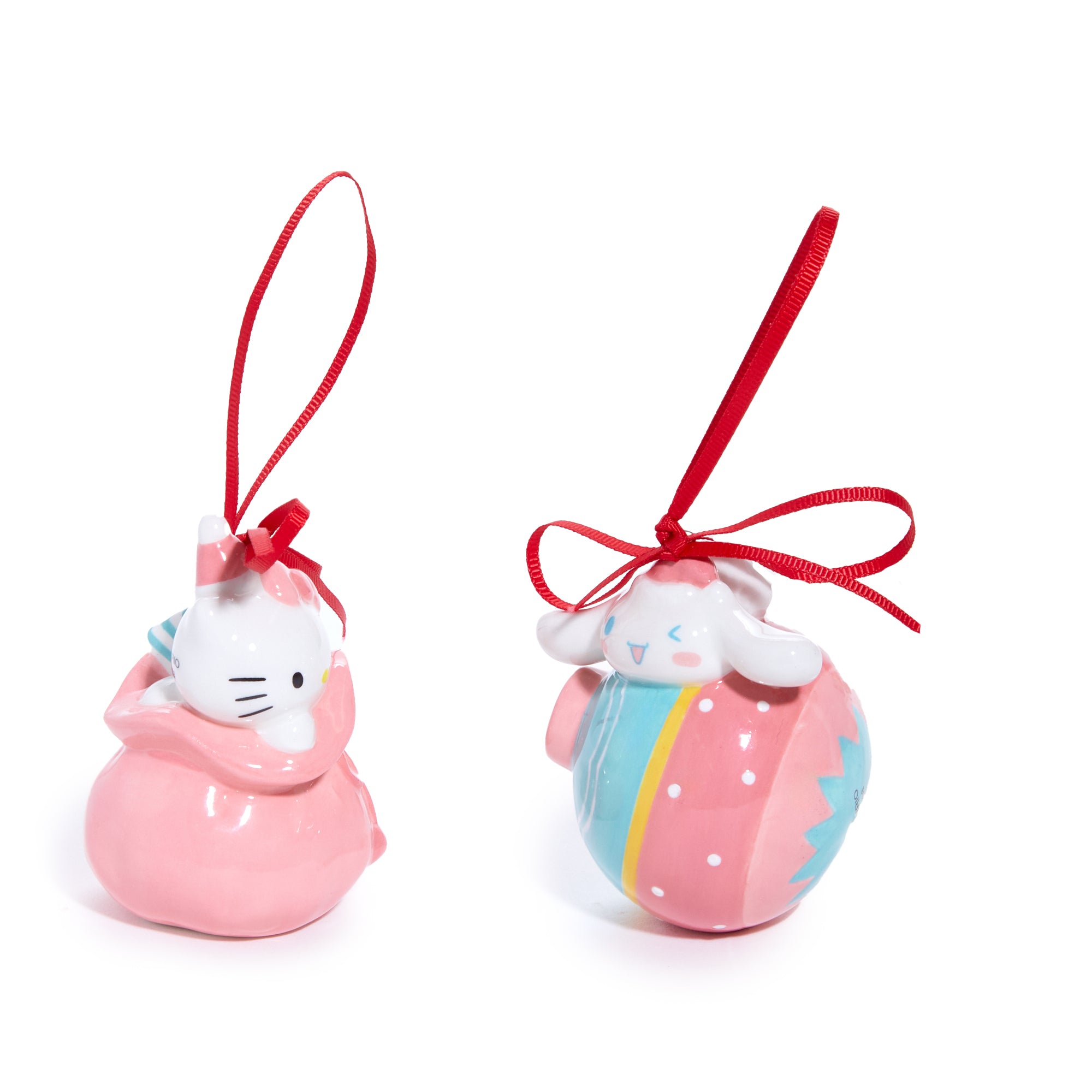 Hello Kitty and Cinnamoroll 2-pc Holiday Ceramic Ornament Set (Pastel