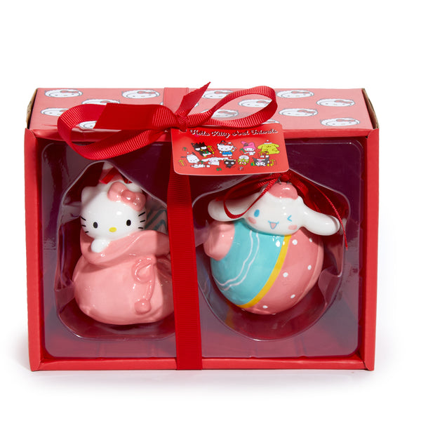 Hello Kitty and Cinnamoroll 2-pc Holiday Ceramic Ornament Set (Pastel