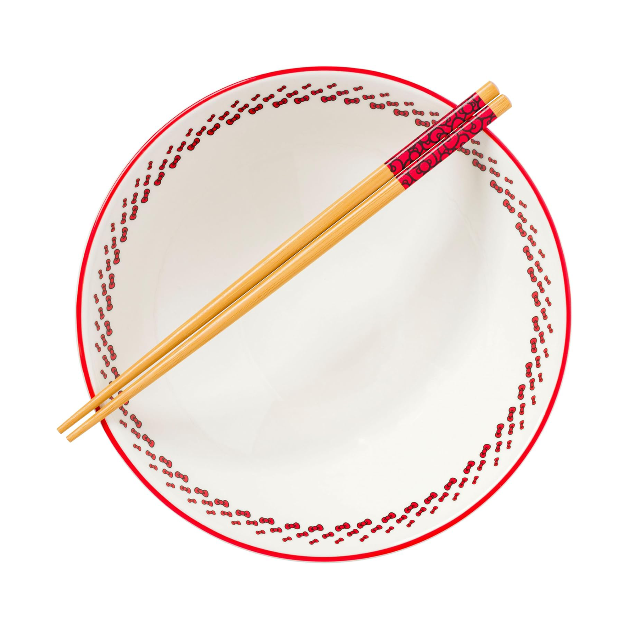Hello Kitty Ceramic Noodle Bowl and Chopstick Set (Red Bows)